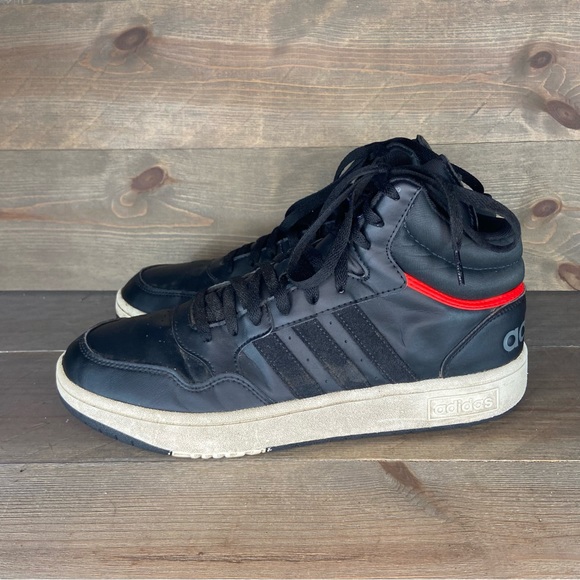 adidas | Shoes | Adidas Hoops 3 Mens Size 1 Shoes Black Red Leather Mid ...